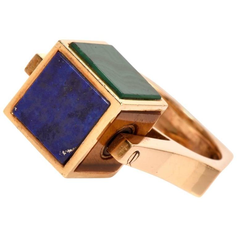 1960s Gem Diamond Gold Dice Ring at 1stDibs