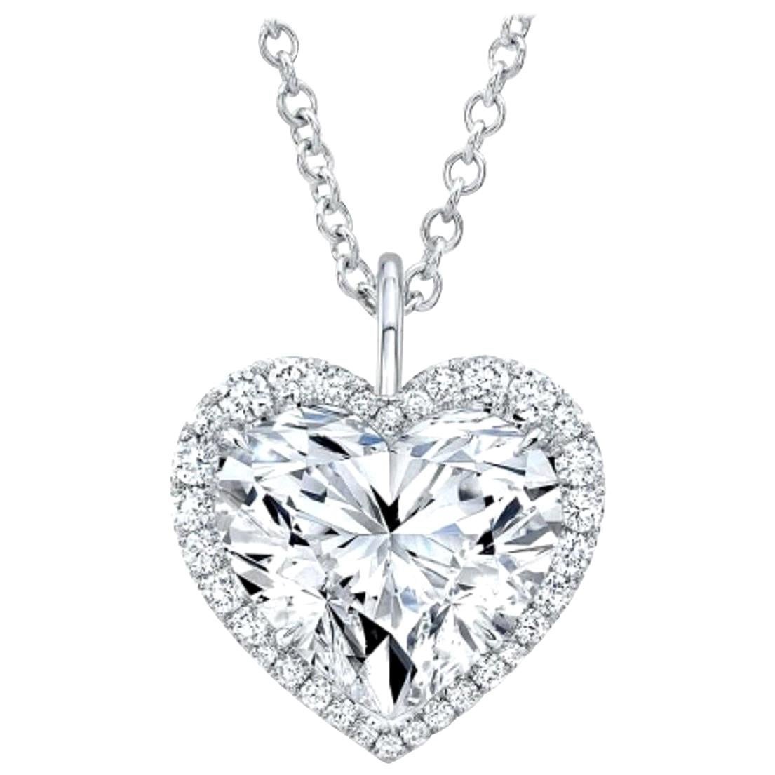 GIA Certified 5 Carat Heart Shape Diamond 18 Carats Gold Necklace For ...