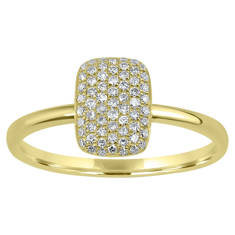 Luxle Round Diamond Rectangle Ring in 14 Karat Yellow Gold For Sale at ...