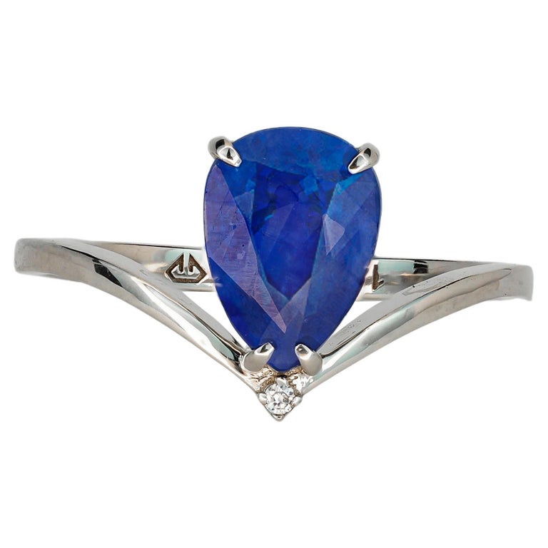 14 Karat Gold Ring mit Saphir und Diamant im Angebot bei 1stDibs