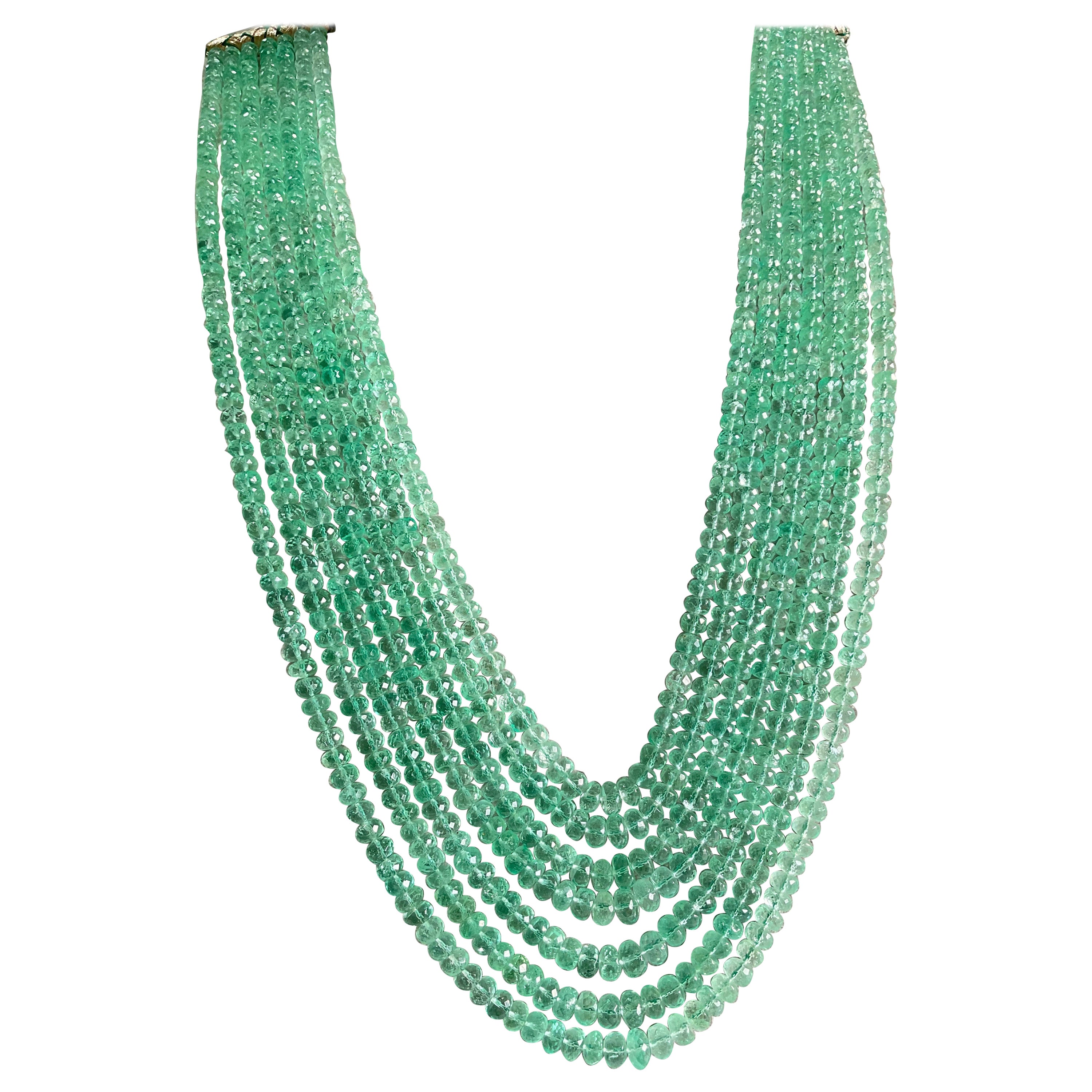 Emerald Rondelle Bead Yellow Gold Rondelle Necklace For Sale at 1stDibs ...