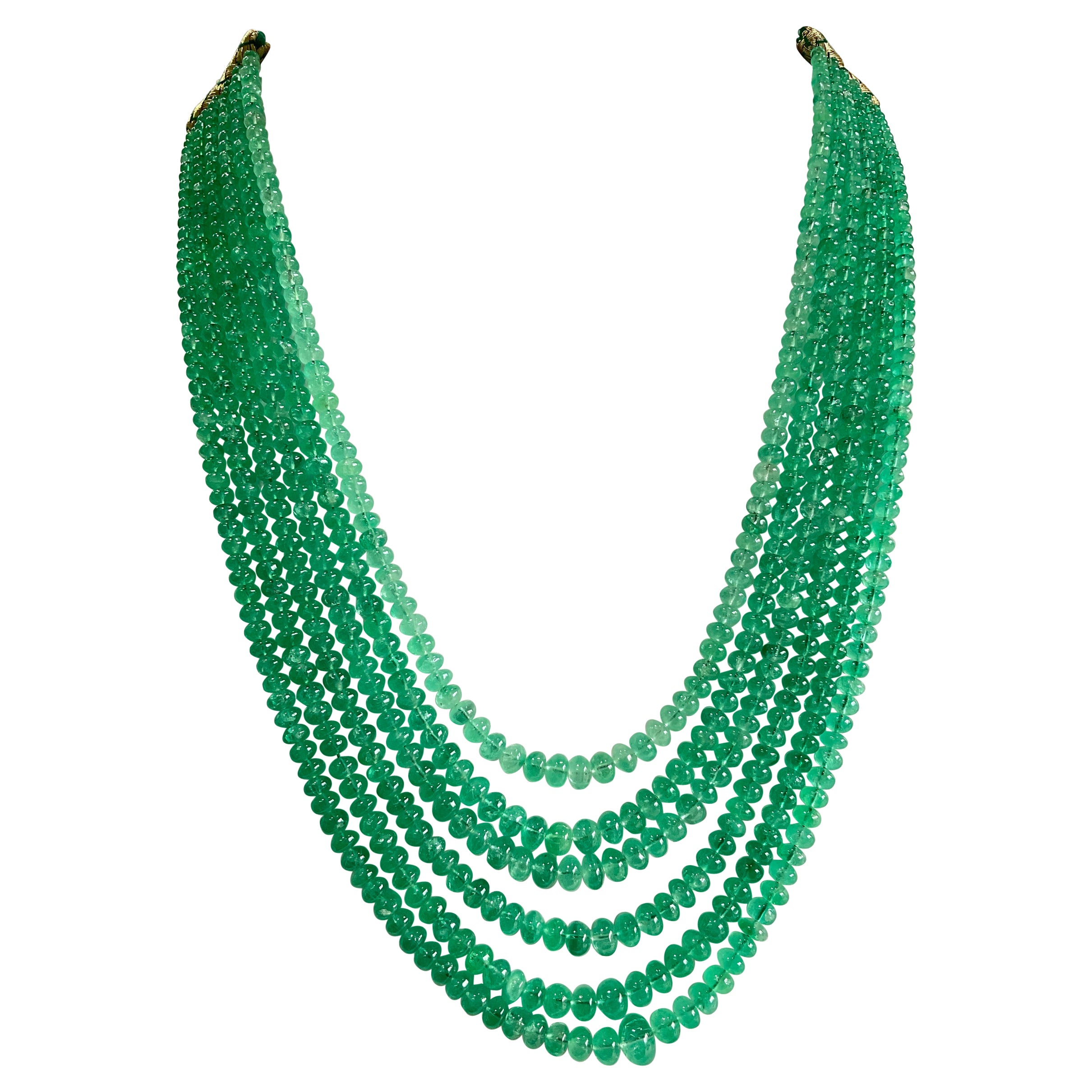 1970s Meister Emerald Beads and Gold Rondelles Necklace For Sale at ...