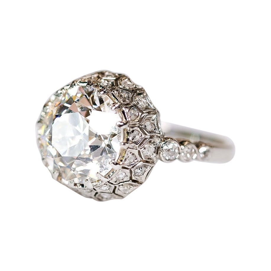 Platinum Square Emerald Cut Natural 2.57 Carat GIA I VS2 Diamond Ring ...