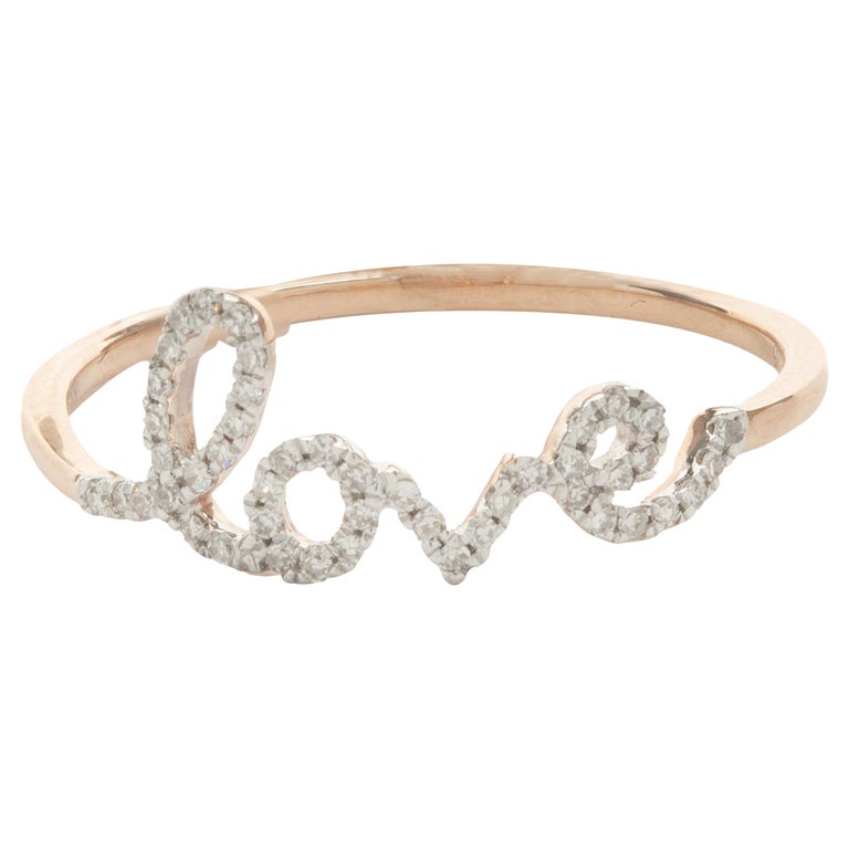 14 Karat Rose Gold Diamond Love Ring For Sale at 1stDibs