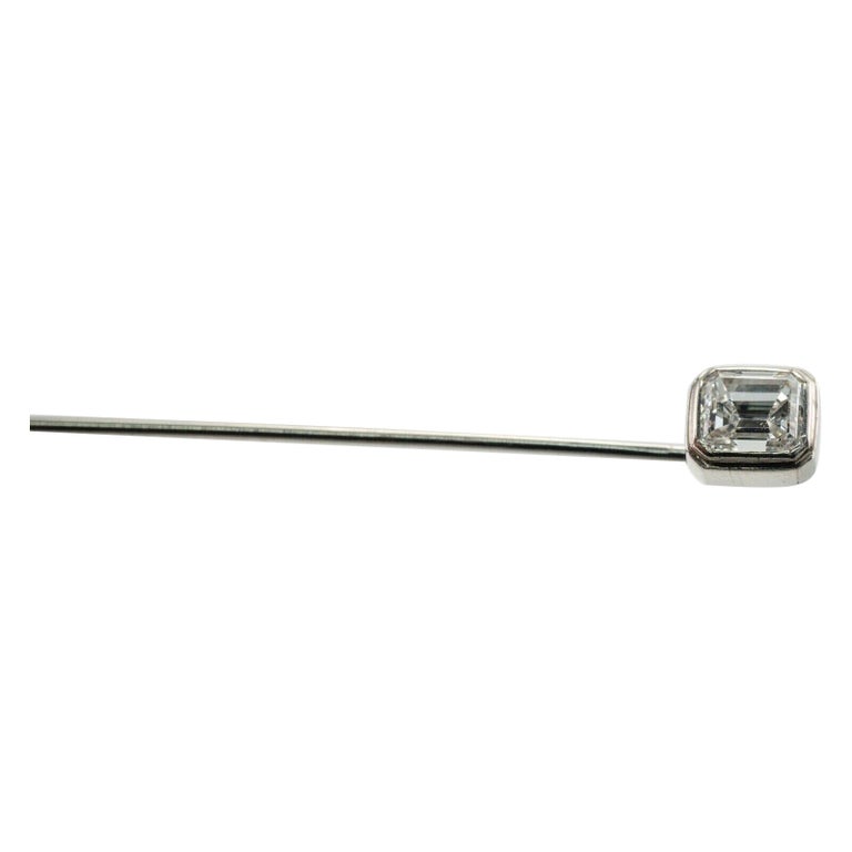 Natural Diamond Pin Stick .50 Carat Platinum Vintage For Sale at 1stDibs