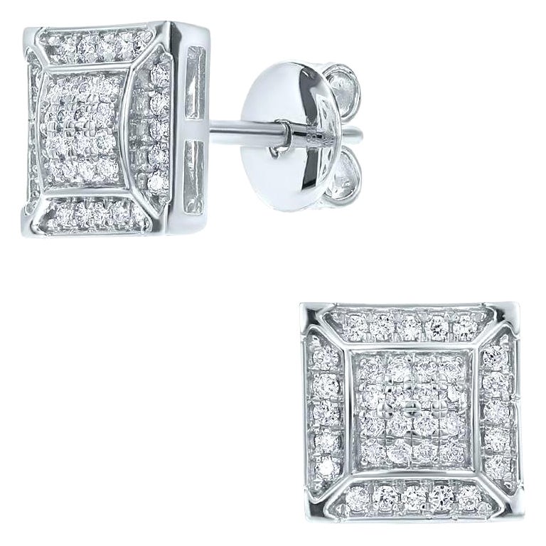 Panim Signature Round Illusion Diamond 18K White Gold Stud Earrings For Sale at 1stDibs | round ...