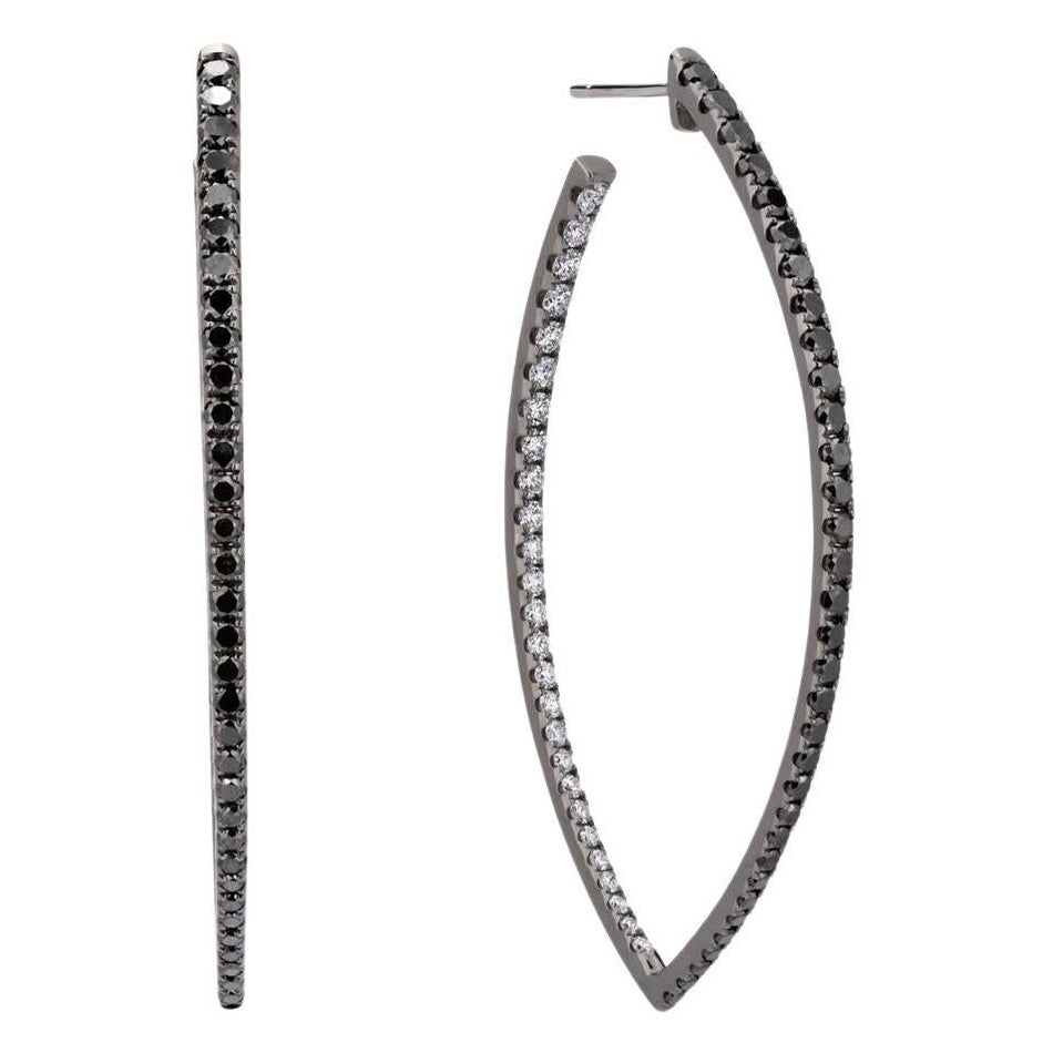 Luxle 1.36 Cttw. White and Black Diamond Drop Earrings in 18k Gold ...