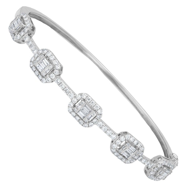 Luxle 1.43 Cttw. Diamond Frames Bangle Bracelet in 18k White Gold For ...