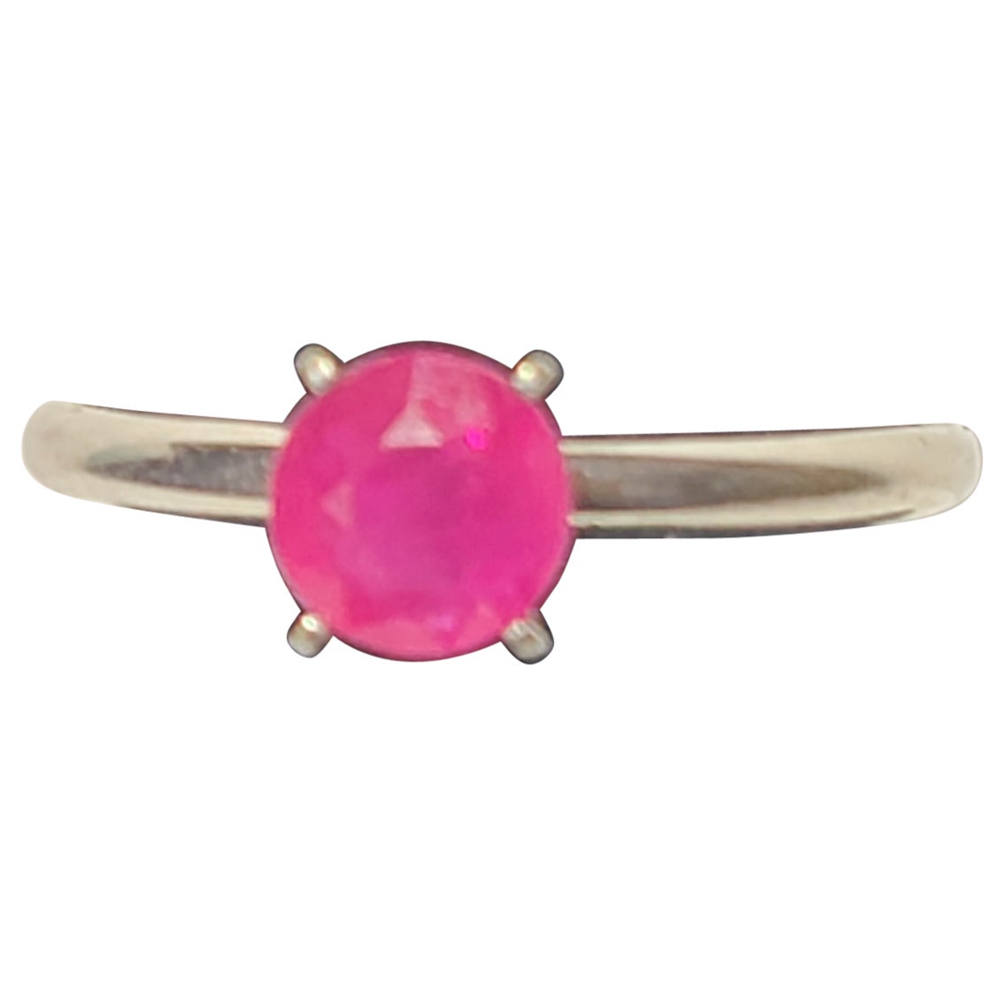 Burma Ruby White Gold Solitaire Ring For Sale at 1stDibs