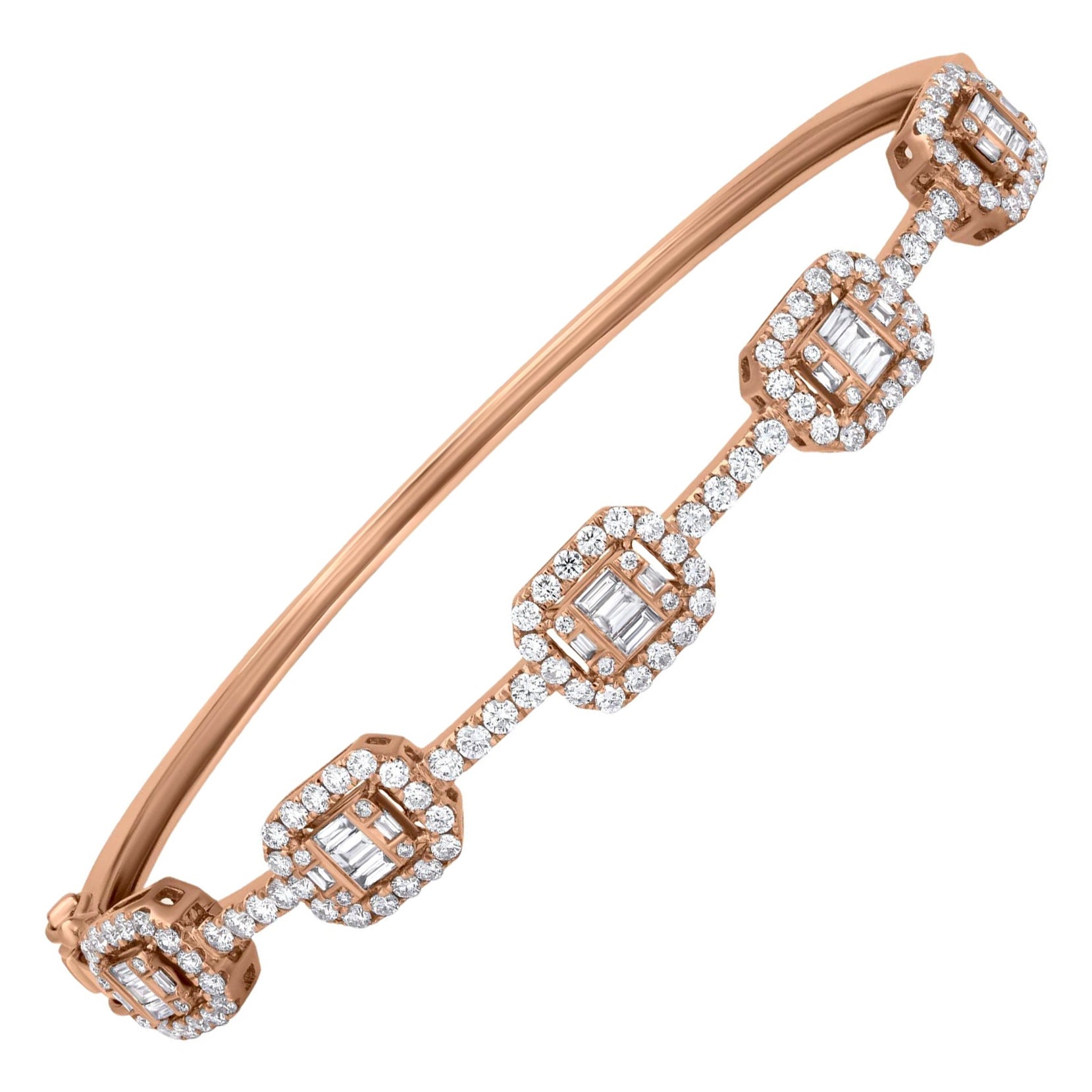 Luxle 1.43 Cttw. Diamond Frames Bangle Bracelet in 18k White Gold For ...