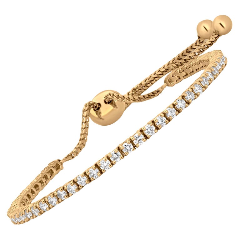 Luxle 1.44cttw Round Diamond Bolo Bracelet in 18k Yellow Gold For Sale ...