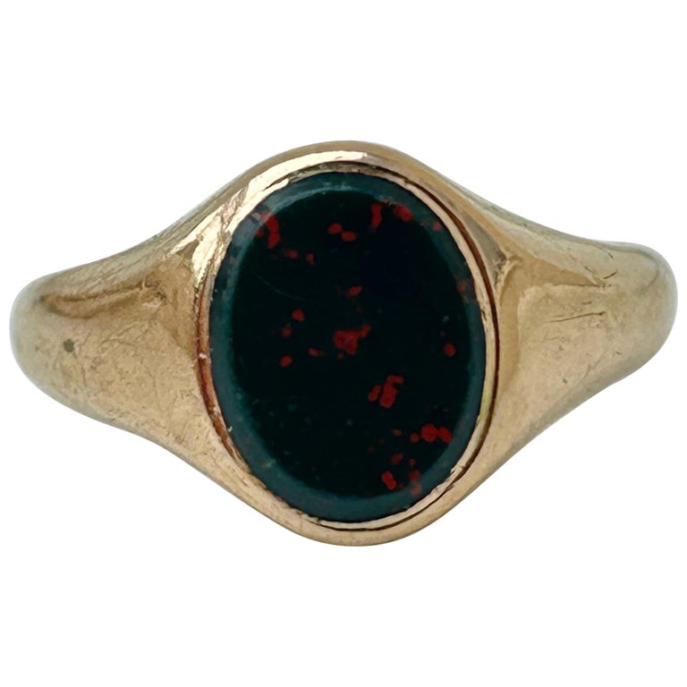 Antique Gold Bloodstone Signet Ring For Sale at 1stDibs