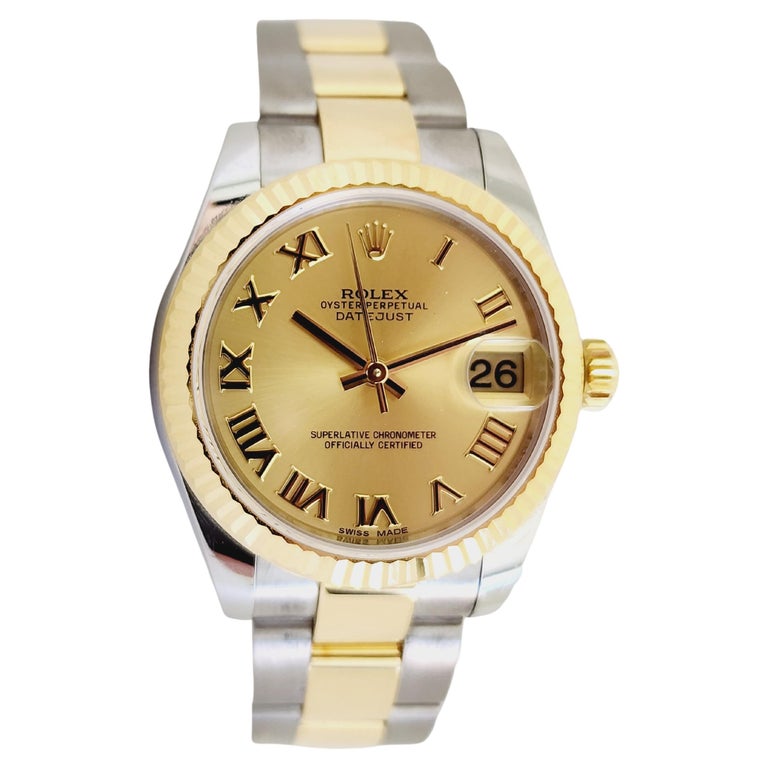 Rolex Montre Oyster Perpetual Datejust à cadran champagne bicolore 18 ...