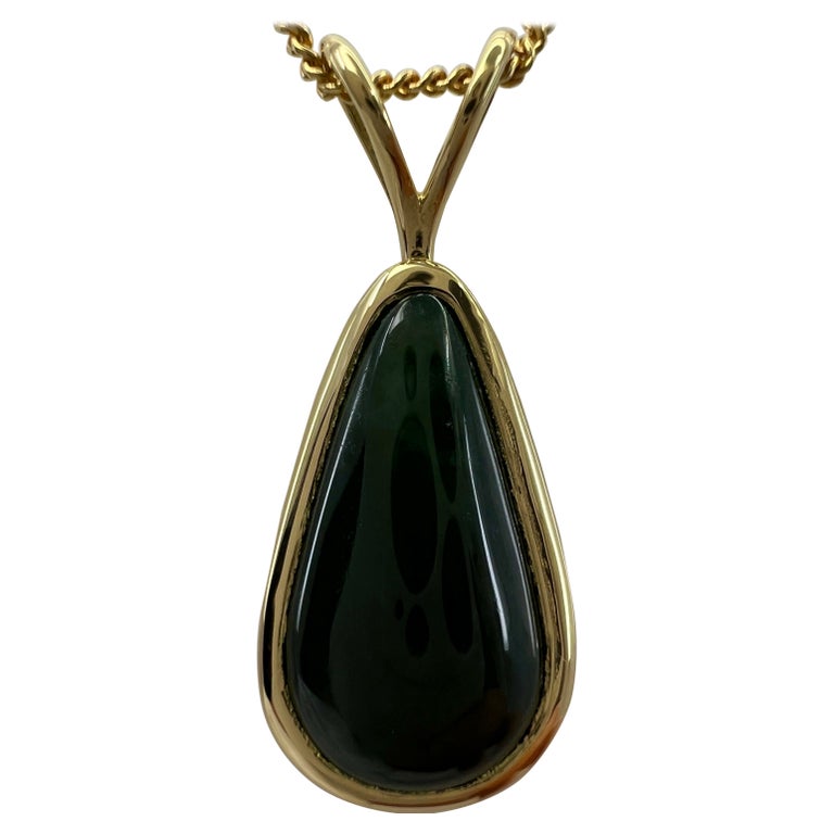 Certified 2.76 Carat Jadeite A-Grade Jade Green Pear Untreated 18k Gold ...