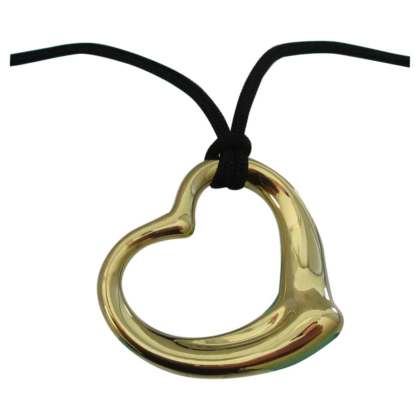 Tiffany and Co. Elsa Peretti 18k Yellow Gold Open Heart Pendant ...