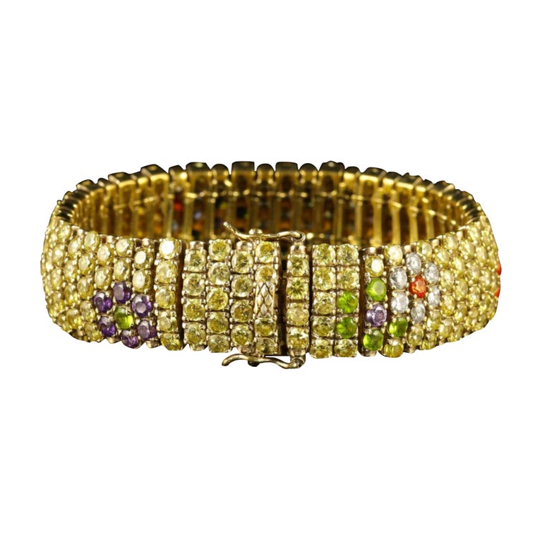 Vintage Cubic Zirconia Bracelet Silver in 18 Carat Gold Ultima Edizione ...