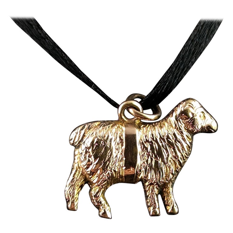 Antique 9 Karat Gold Prize Sheep Charm, Pendant For Sale at 1stDibs