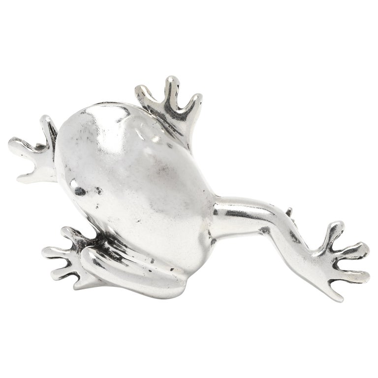 Large Silver Frog Brooch, Sterling Silver, Tree Frog For Sale at 1stDibs