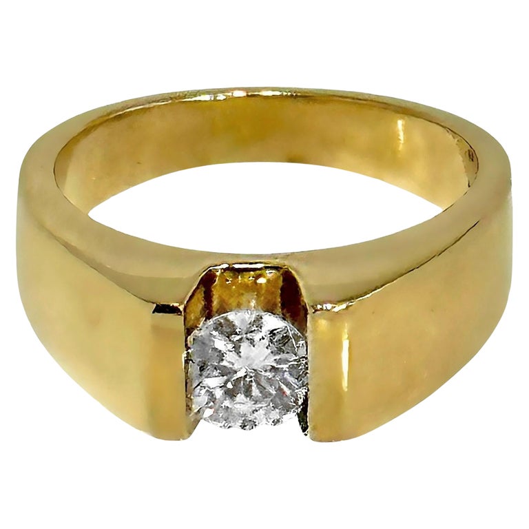 Yellow Gold Tension Set Diamond Ring For Sale at 1stDibs