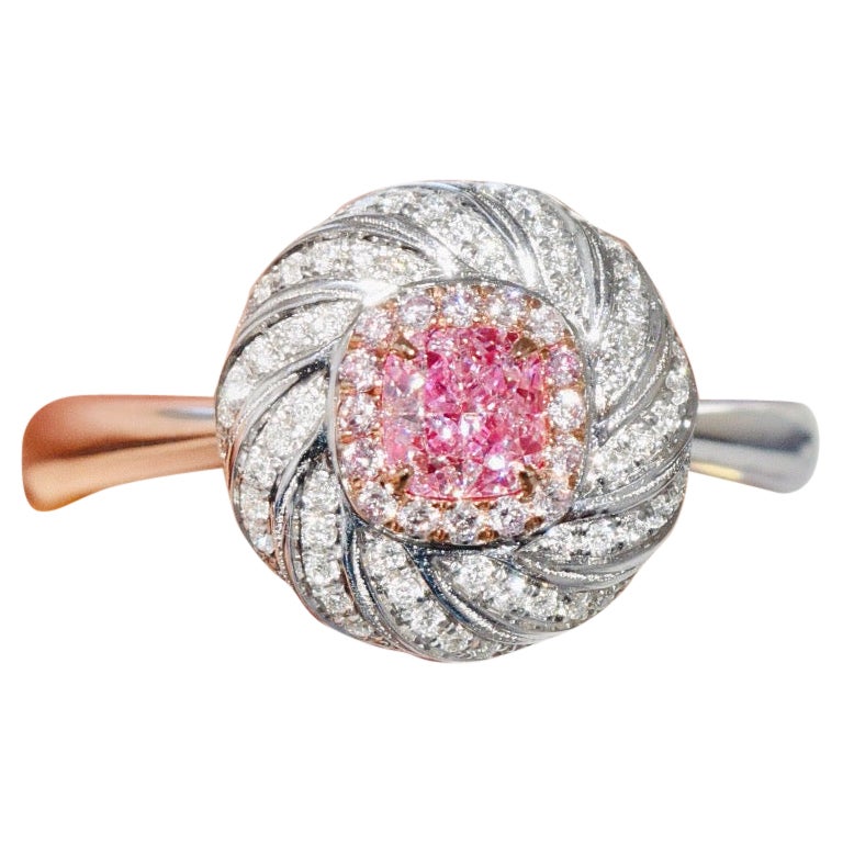 Gia Certified 0.40 Carat Pink Cushion Diamond Ring For Sale at 1stDibs