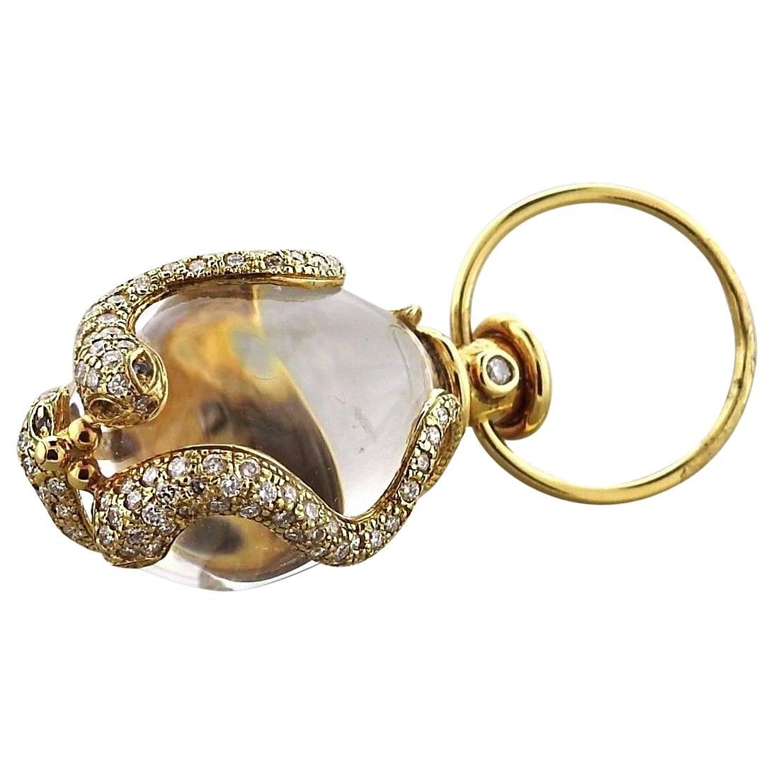 Temple St. Clair Crystal Diamond Gold Serpent Amulet Pendant For Sale ...