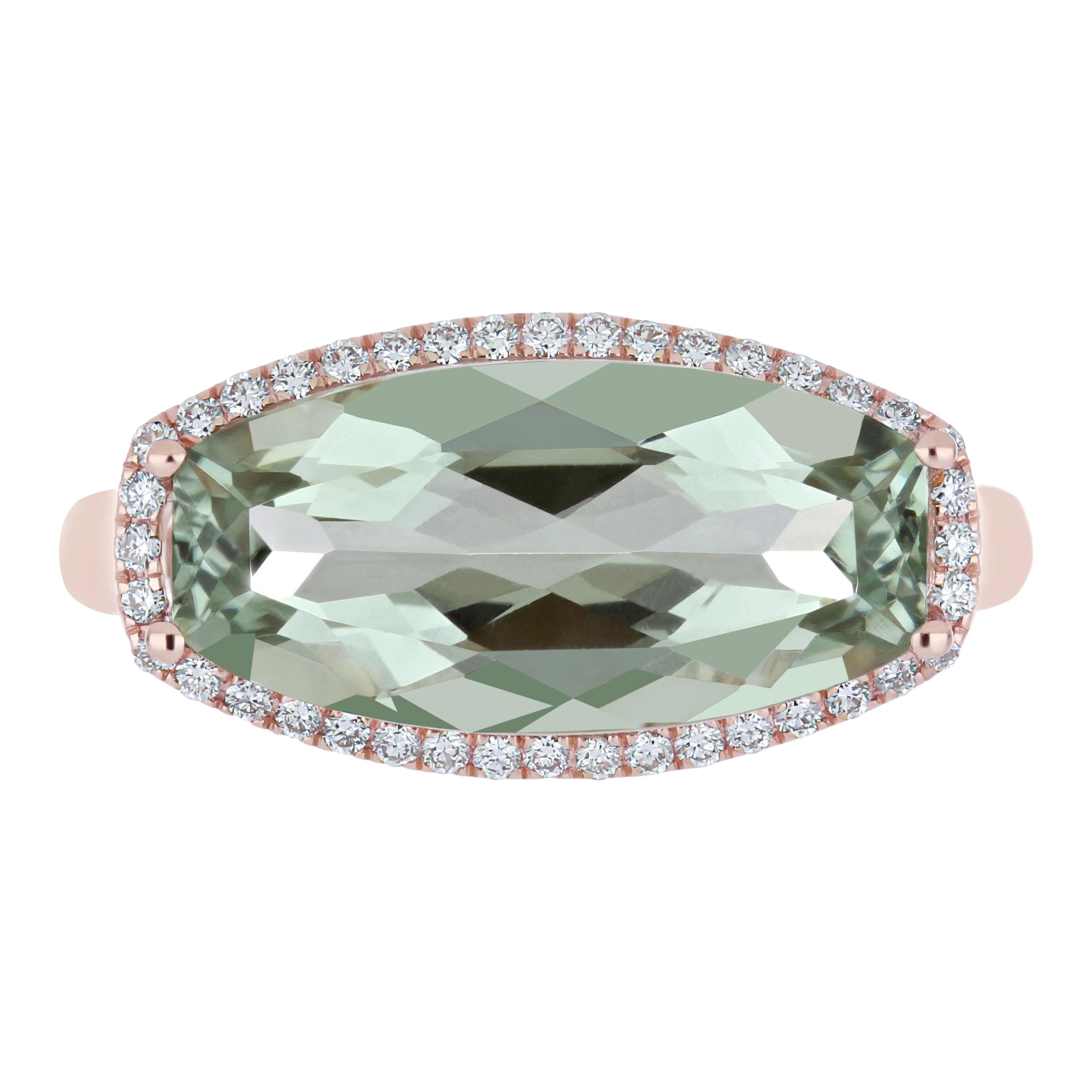 Customizable 5.75cts Mint Quartz and Diamond Ring in 14 Karat Rose Gold ...