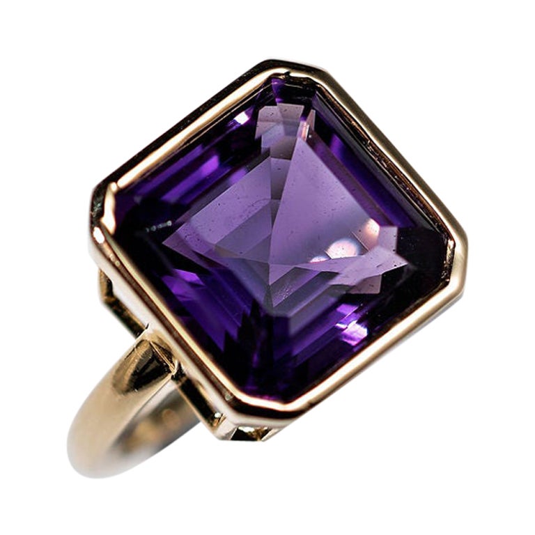 Customizable 5.88 Carat Bubble Amethyst Ring Handcrafted in 14K Solid ...