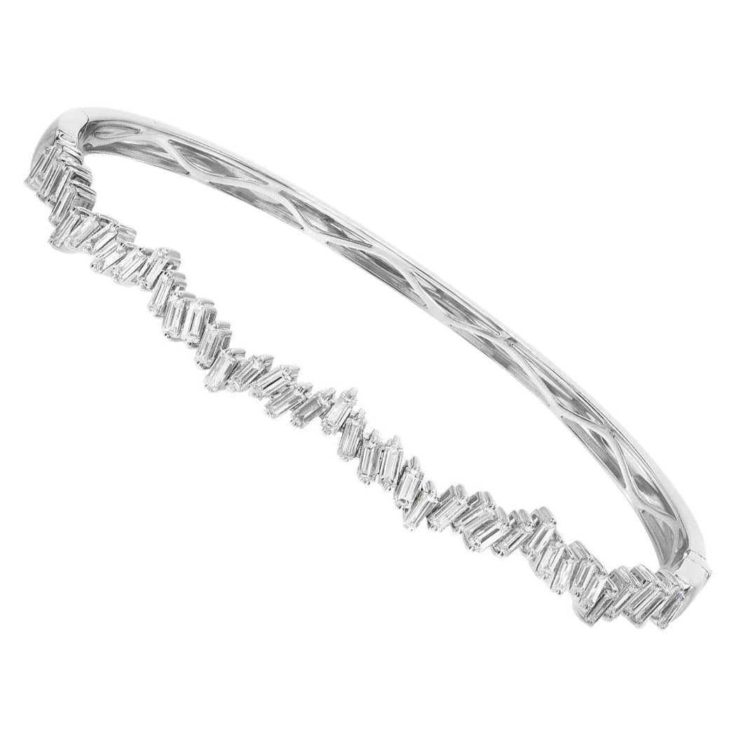 4.36 Carat Baguette Cut Diamond Bangle Bracelet 18K Rose Gold For Sale ...