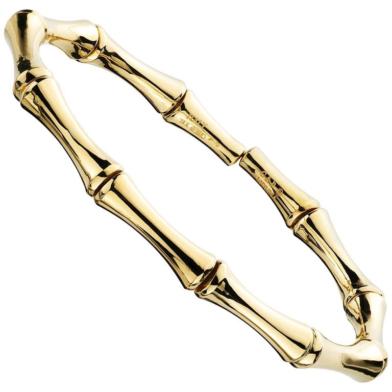 18 Karat Yellow Gold Bamboo Cuff Bracelet For Sale at 1stDibs