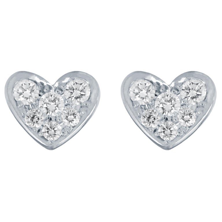 Tiffany and Co. Sentimental Heart White Gold Earrings with Diamonds For ...