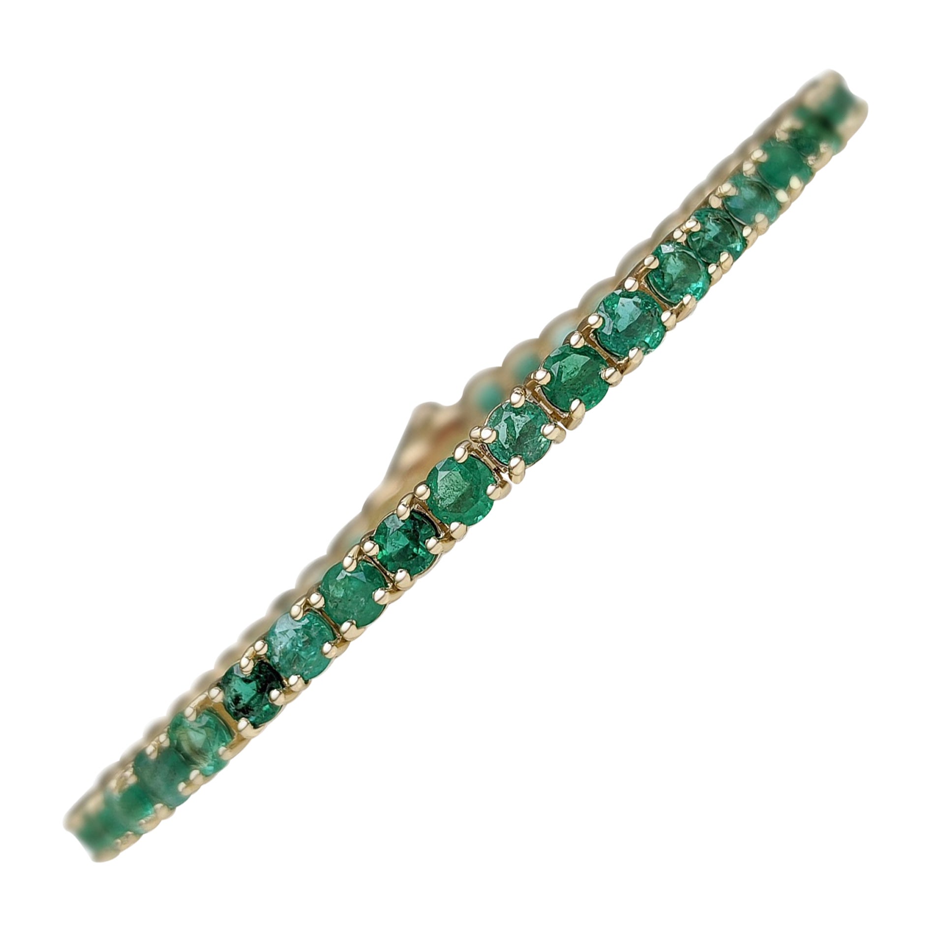 No Reserve 8 15ct Natural Emerald Tennis 14 Karat Yellow Gold