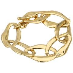 Tiffany and Co. Elsa Peretti 18K Yellow Gold Open Heart Charm Link ...