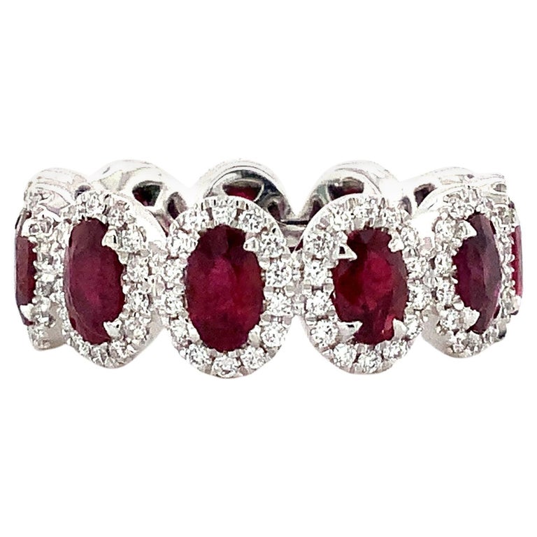 Roman + Jules Gem Quality Oval Ruby and Diamond Eternity Ring Set in ...