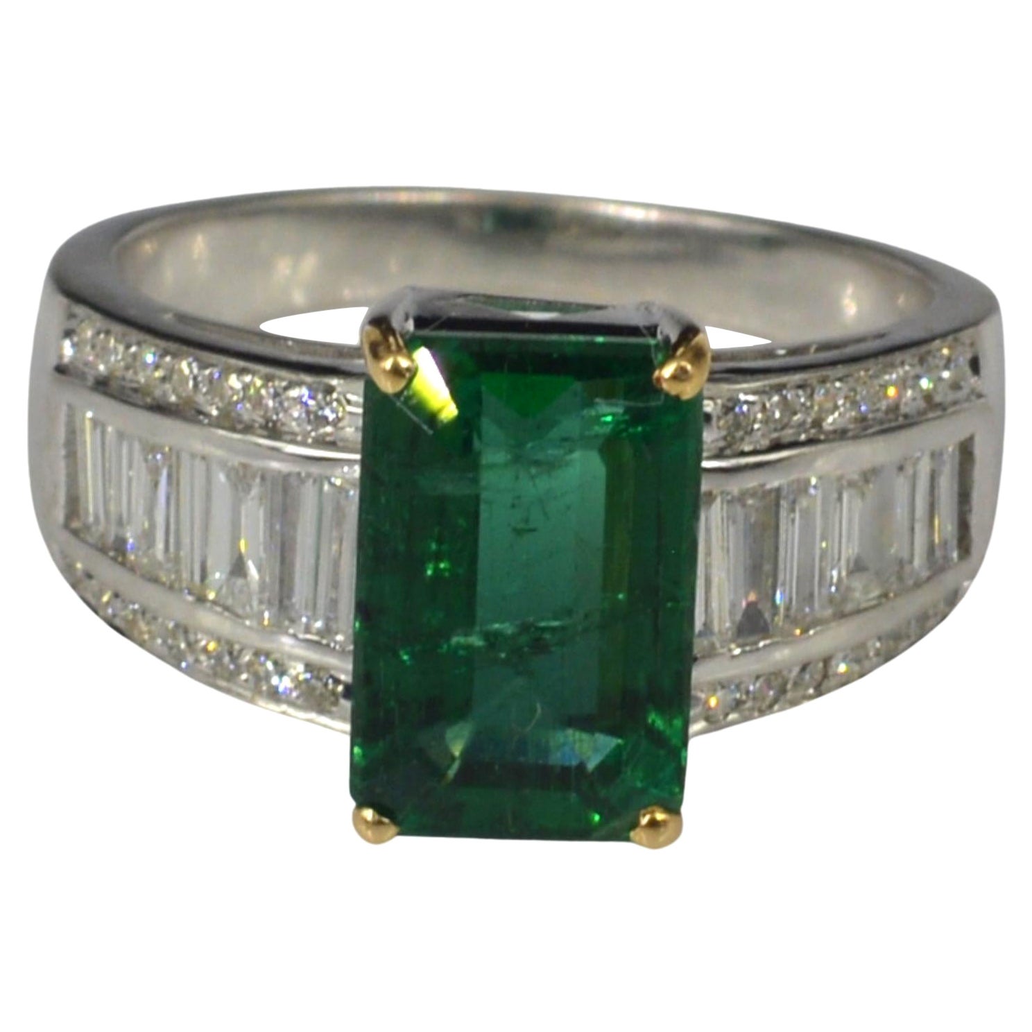Customizable Vintage Half Eternity Emerald Diamond Engagement Ring ...