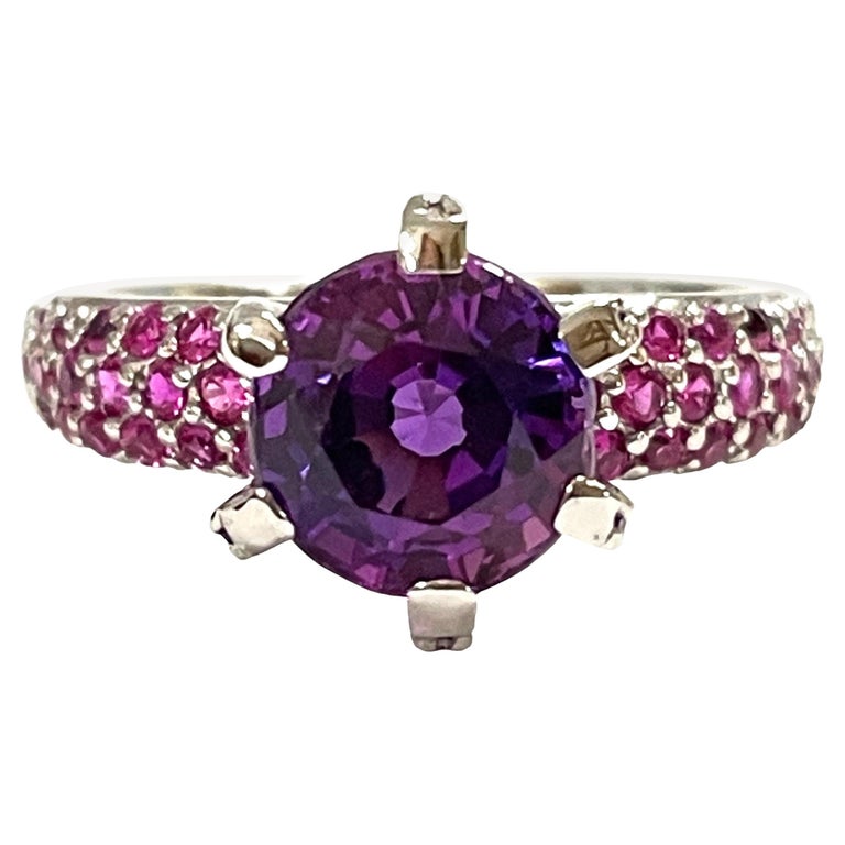 New African IF 3 Carat Purple Blue Amethyst and Ruby Sterling Ring For ...