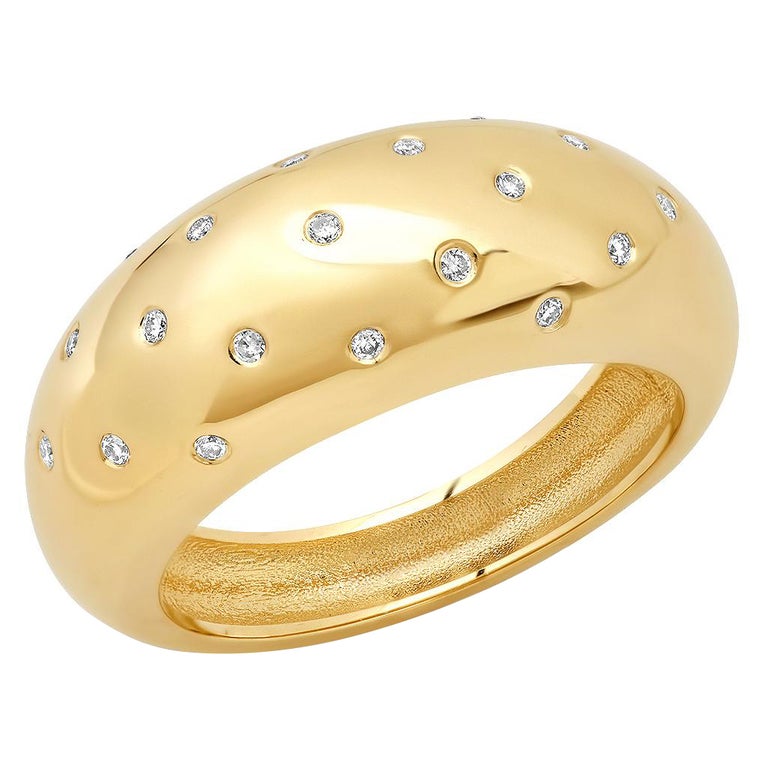 14k Yellow Gold 19 Diamond Gypsy Dome Ring For Sale at 1stDibs