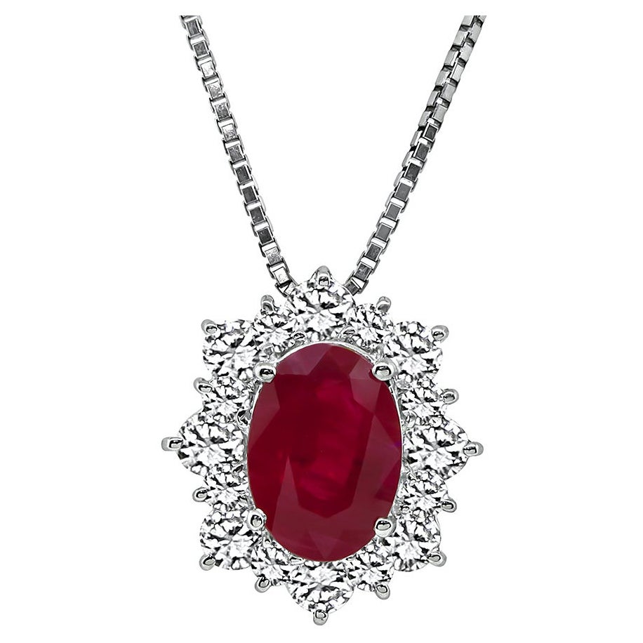 GIA 3.05 Carat Pigeon Blood Red Natural Burma Ruby Diamond Pendant ...