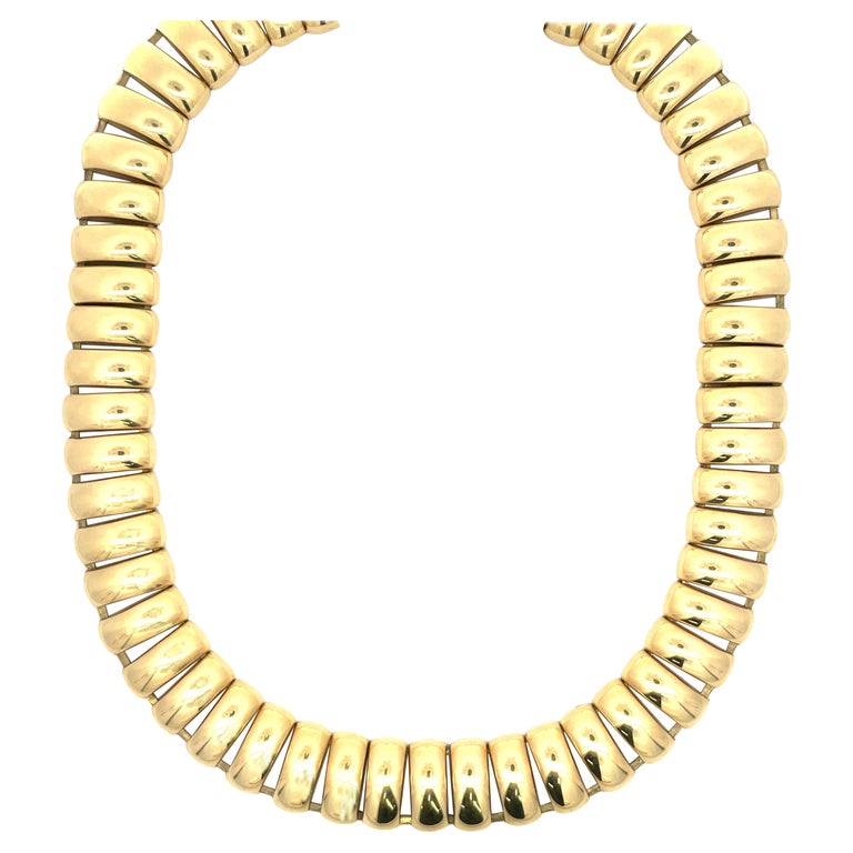 14 Karat Yellow Gold Collar Link Necklace 110.8 Grams For Sale at 1stDibs