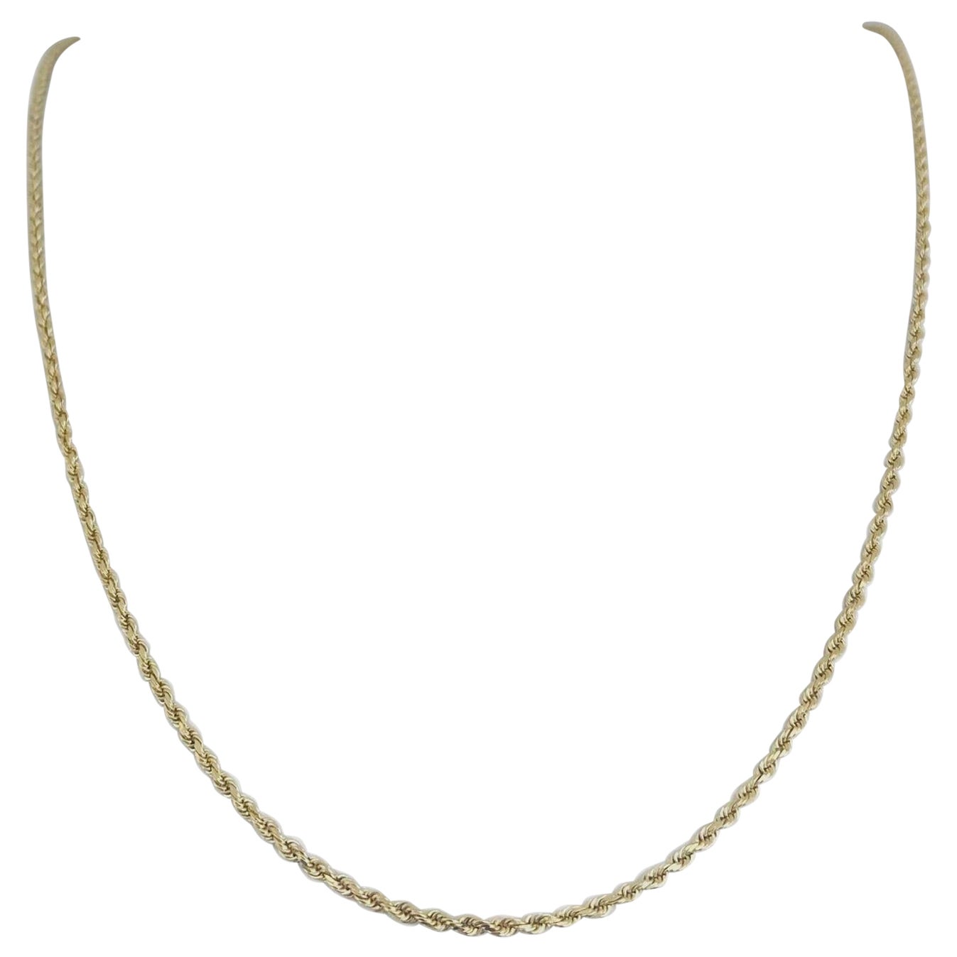 14 Karat Yellow Gold Solid Diamond Cut Long Rope Chain Necklace For ...