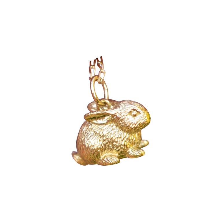 Solid 18 Carat Gold Rabbit Pendant By Lucy Stopes-Roe For Sale at 1stDibs