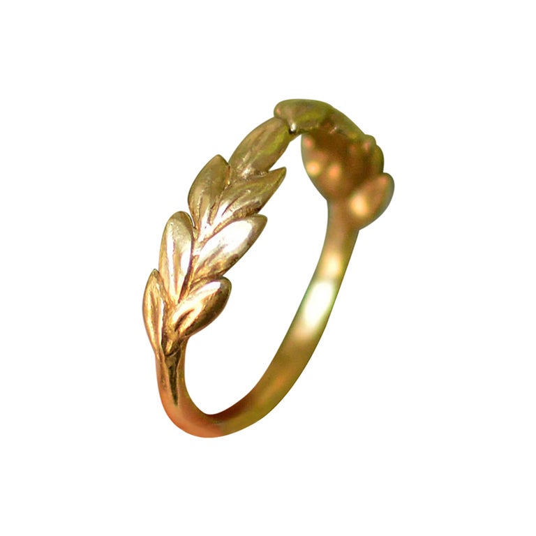 Solid 18 Carat Gold Laurel Ring by Lucy Stopes-Roe For Sale at 1stDibs