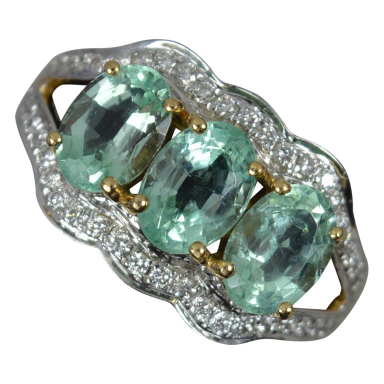 Lorique Natural Paraiba Tourmaline and Diamond 18ct Gold Trilogy ...