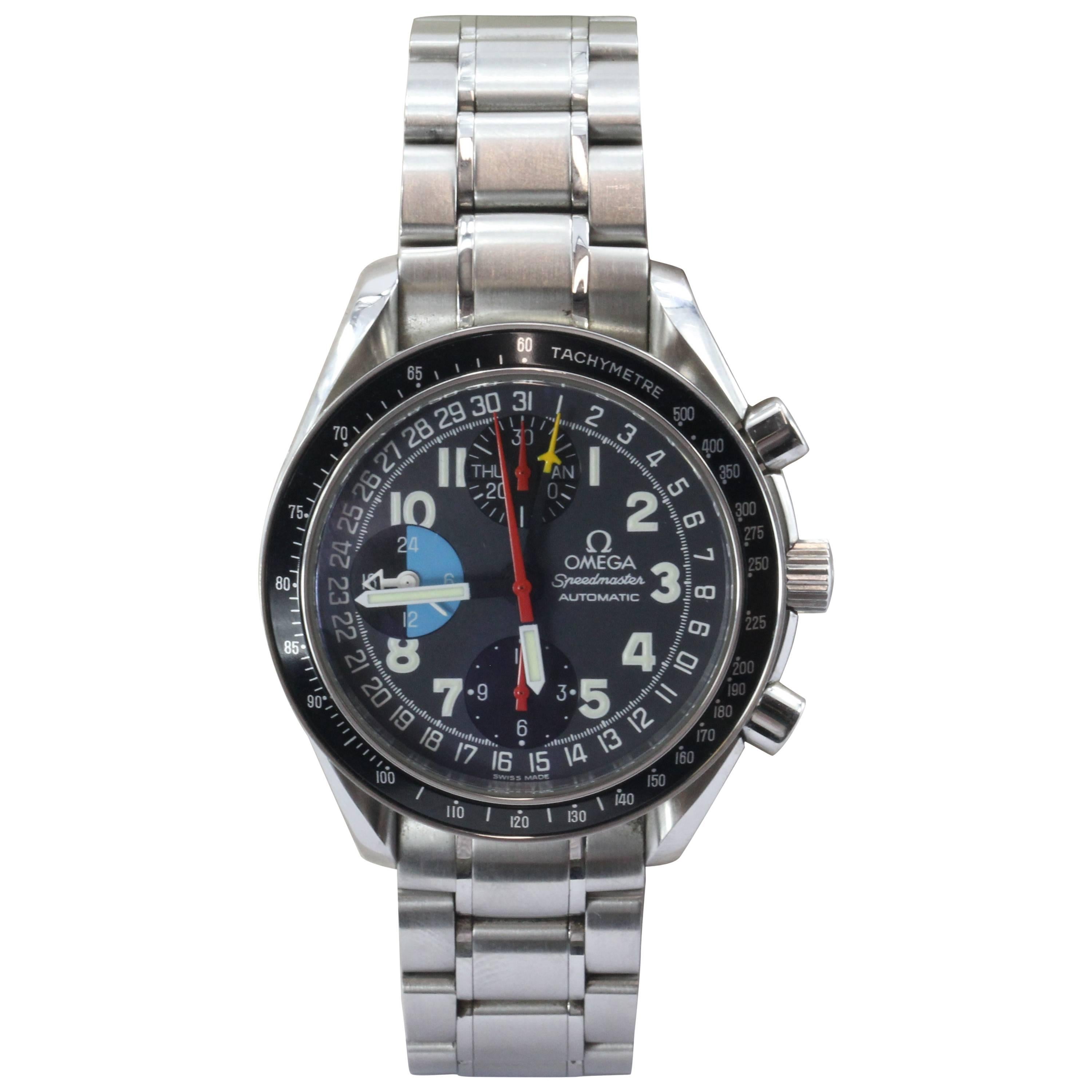 Omega Stainless Steel Speedmaster GMT Mark 40 Chronograph Automatic ...