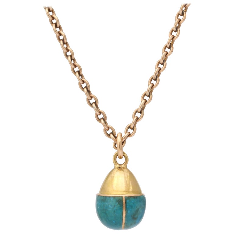1880 Rare Russian Enameled Acorn Easter Egg Pendant, St. Petersburg For ...