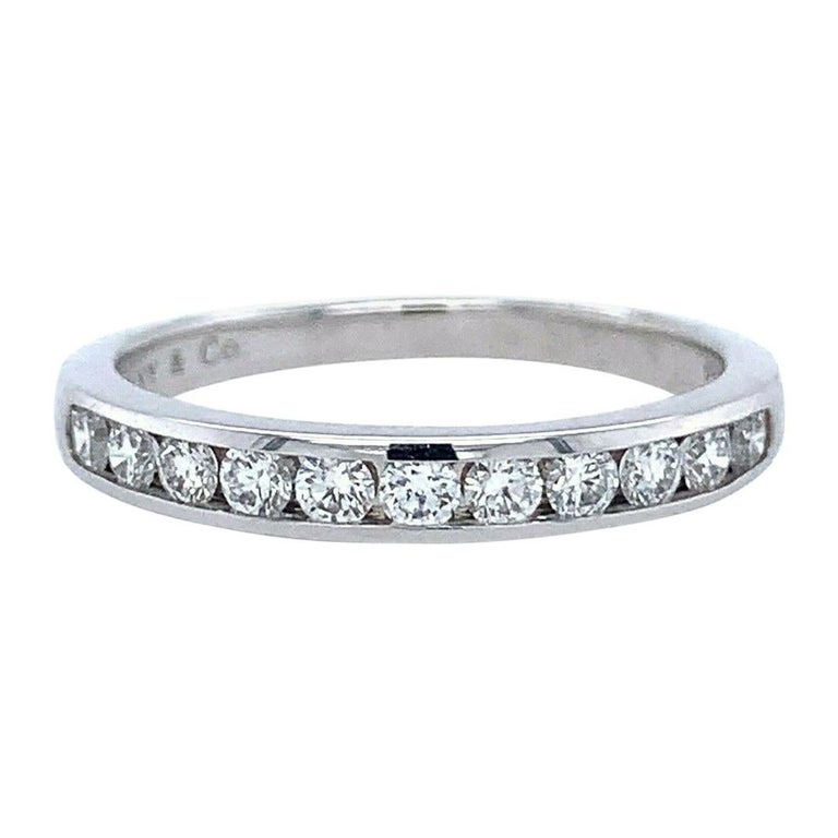 Tiffany and Co. Platinum Half Circle Eternity Ring Channel Set .33ct ...