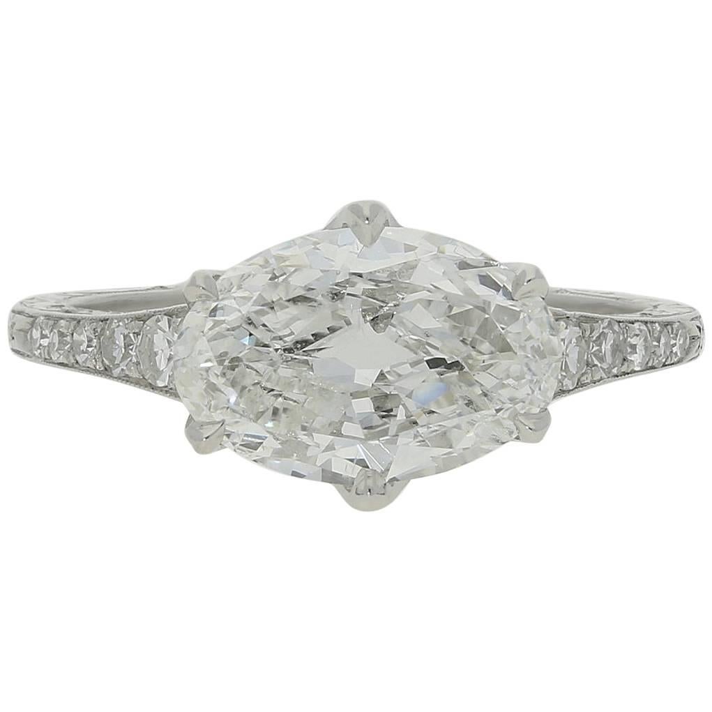 Hancocks Beautiful Old-Cut Moval Diamond And Platinum Ring at 1stDibs ...