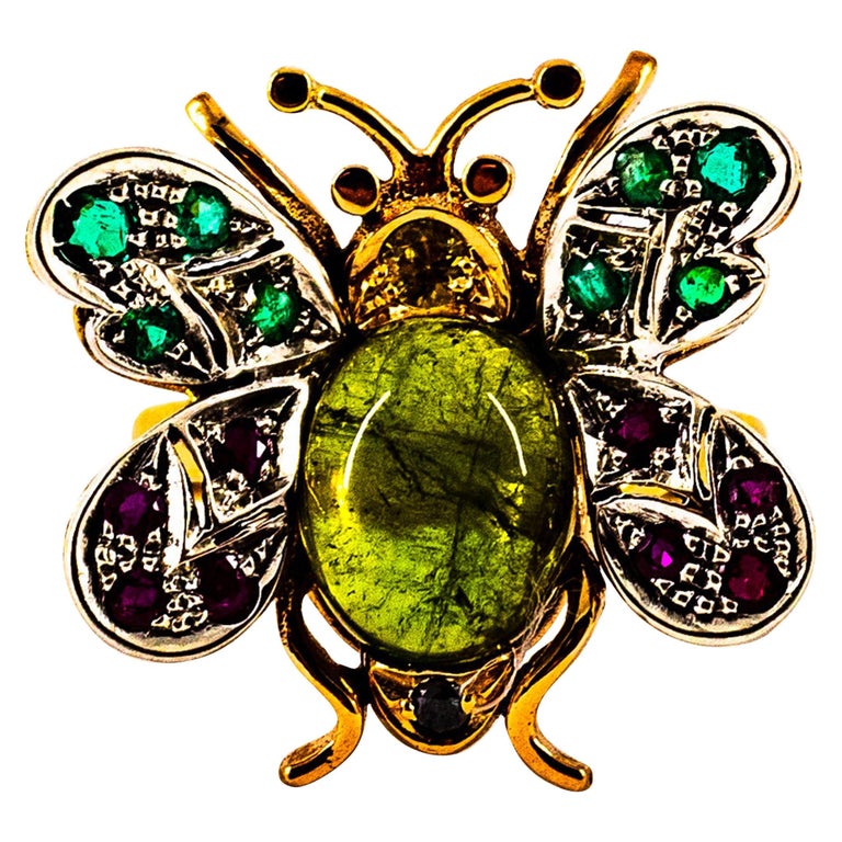 White Diamond Emerald Sapphire Ruby Green Tourmaline Yellow Gold ...