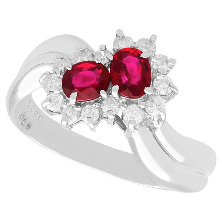 Vintage 0.76ct Ruby and 0.32ct Diamond Platinum Cluster Ring, circa ...