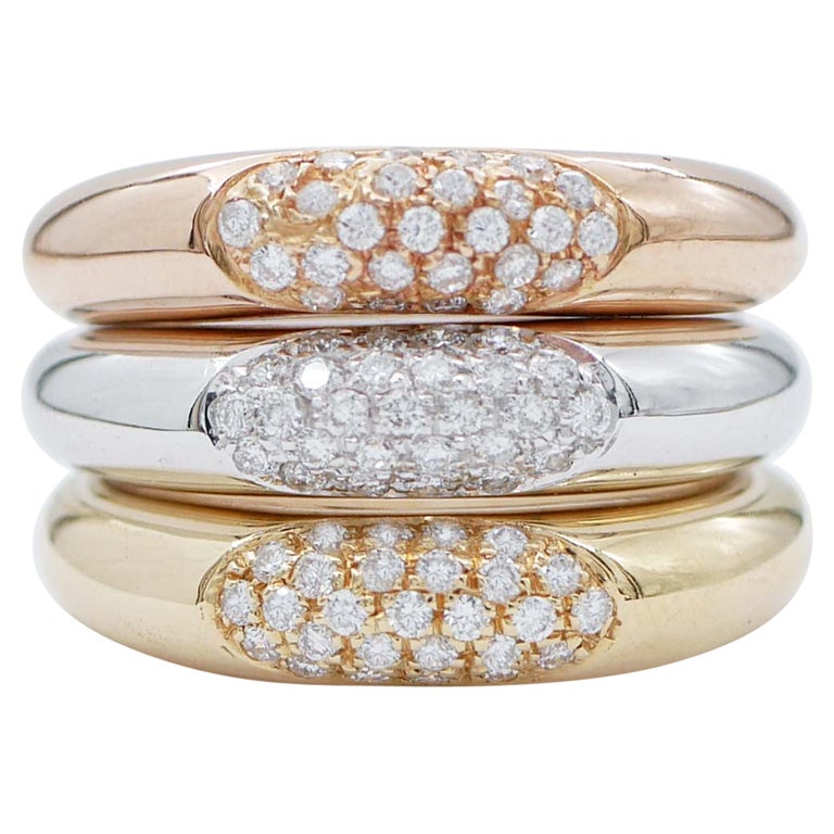 Diamonds, 18 Karat Rose Gold, White Gold and Yellow Gold Ring For Sale ...