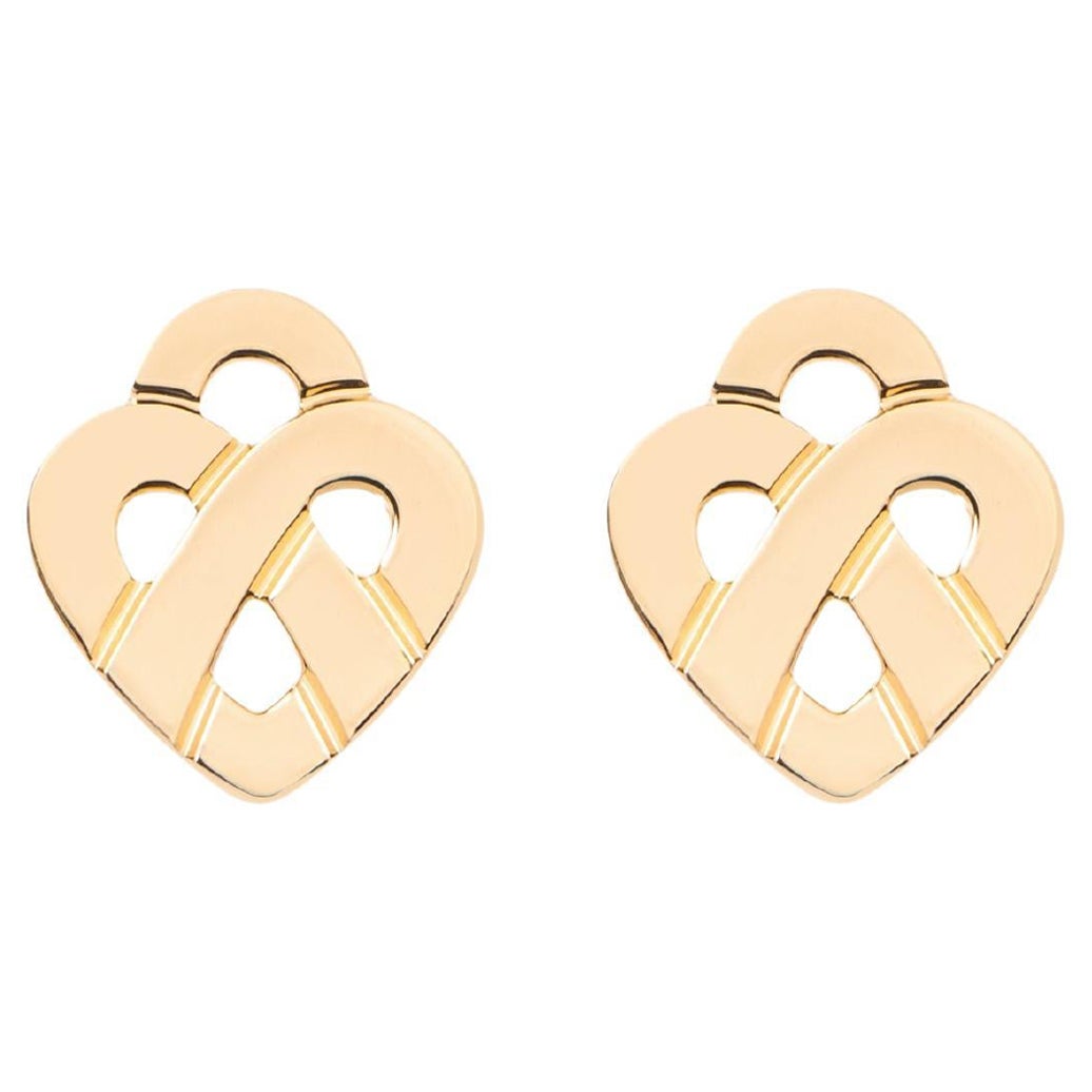 18 Carat Gold Earrings, Rose Gold, Cœur Entrelacé Collection For Sale ...